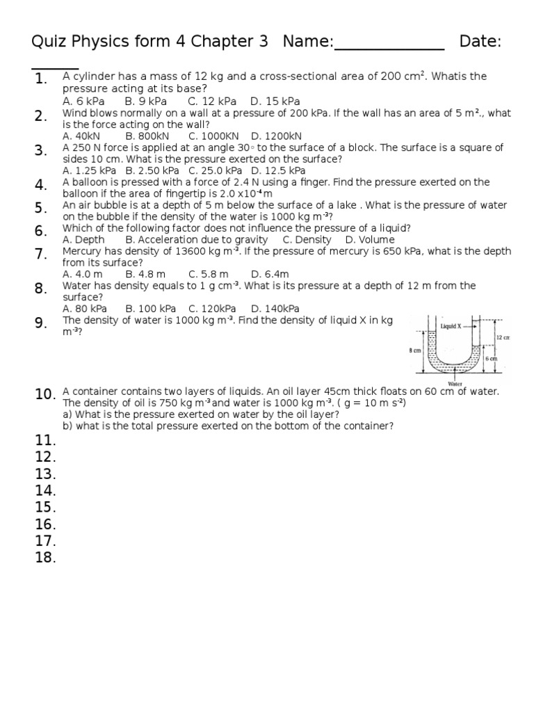 Chapter 3 Physics Quiz for Form 4 | PDF | Teaching Methods & Materials ...