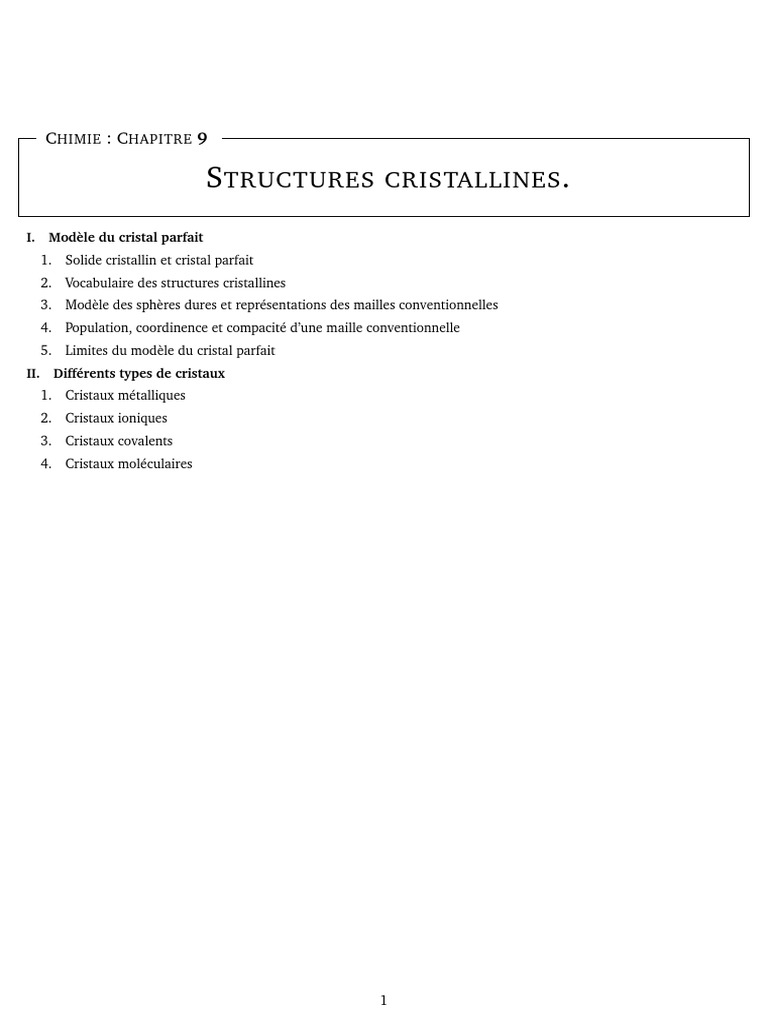 Structures Cristallines en Chimie | PDF | Structure cristalline | Cristal
