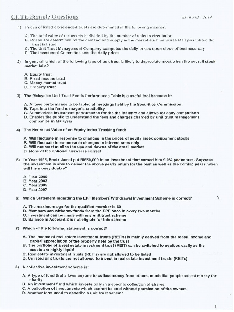 Fimm Cute Sample Exam | PDF | Educational Assessment And Evaluation ...