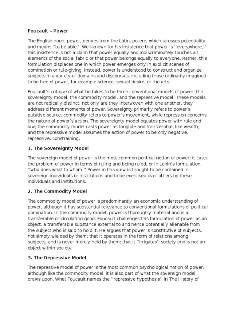 Foucault - Power | PDF | Sovereignty | Michel Foucault