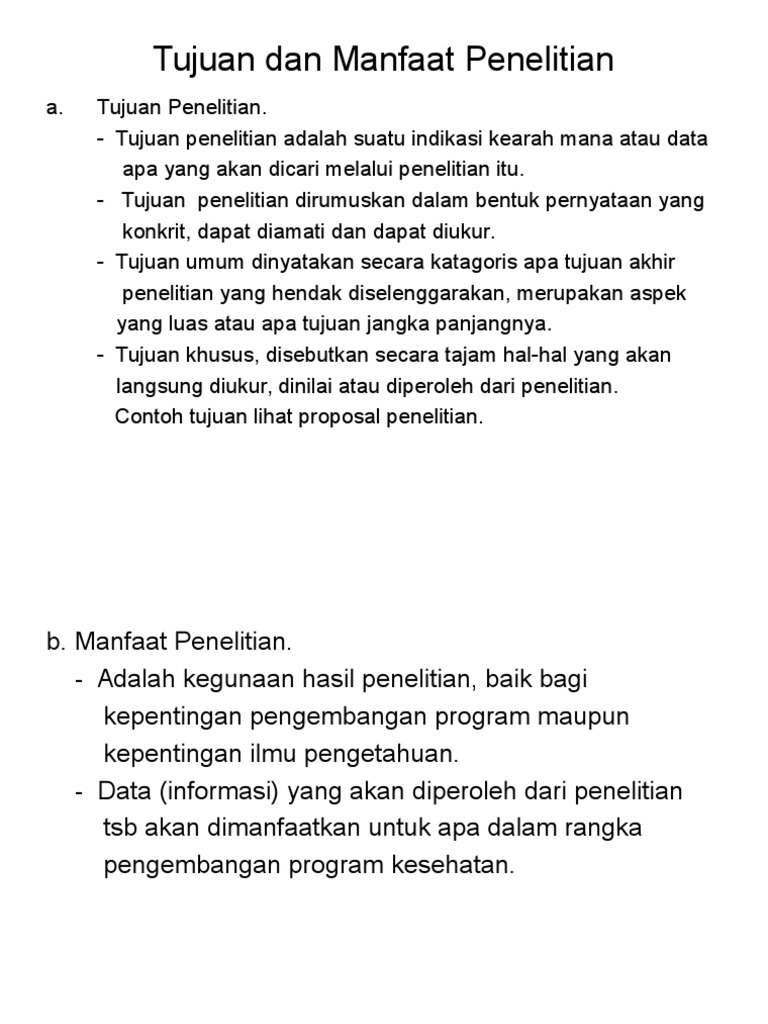 Tujuan Dan Manfaat Penelitian Pdf