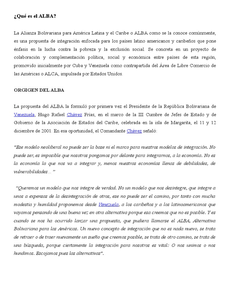 Qué es el ALBA | Relaciones internacionales | Política internacional