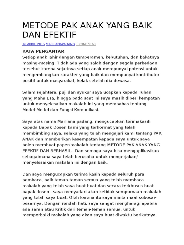 Metode Pak Anak Yang Baik Dan Efektif | PDF