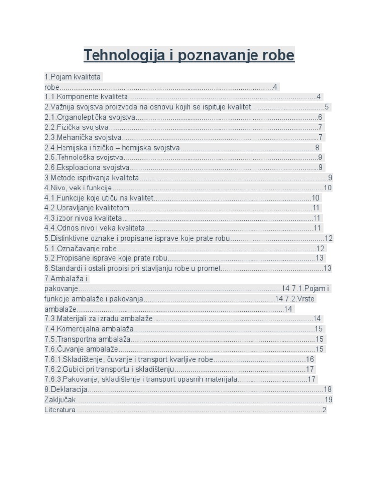 Tehnologija I Poznavanje Robe | PDF