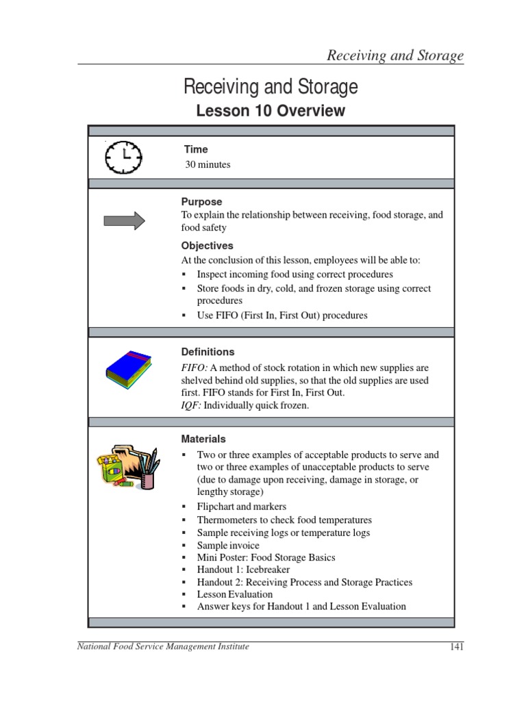 Receiving and Storage PDF | PDF | Food Storage | Refrigerator