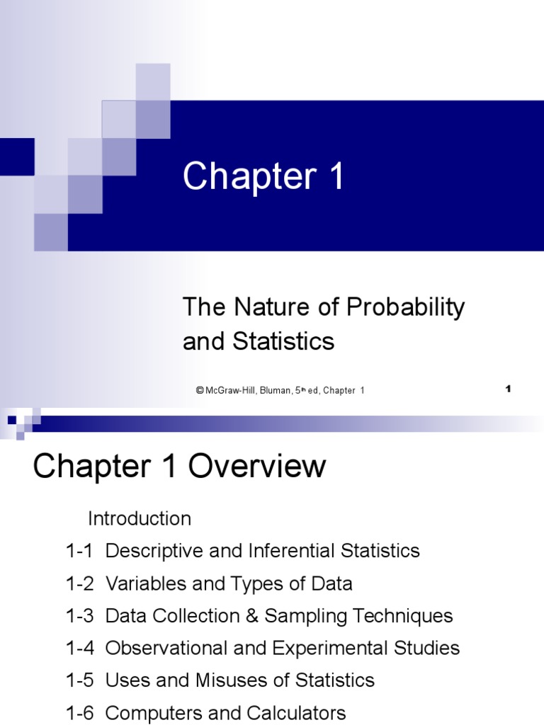 The Nature of Probability and Statistics: © Mcgraw-Hill, Bluman, 5 Ed ...