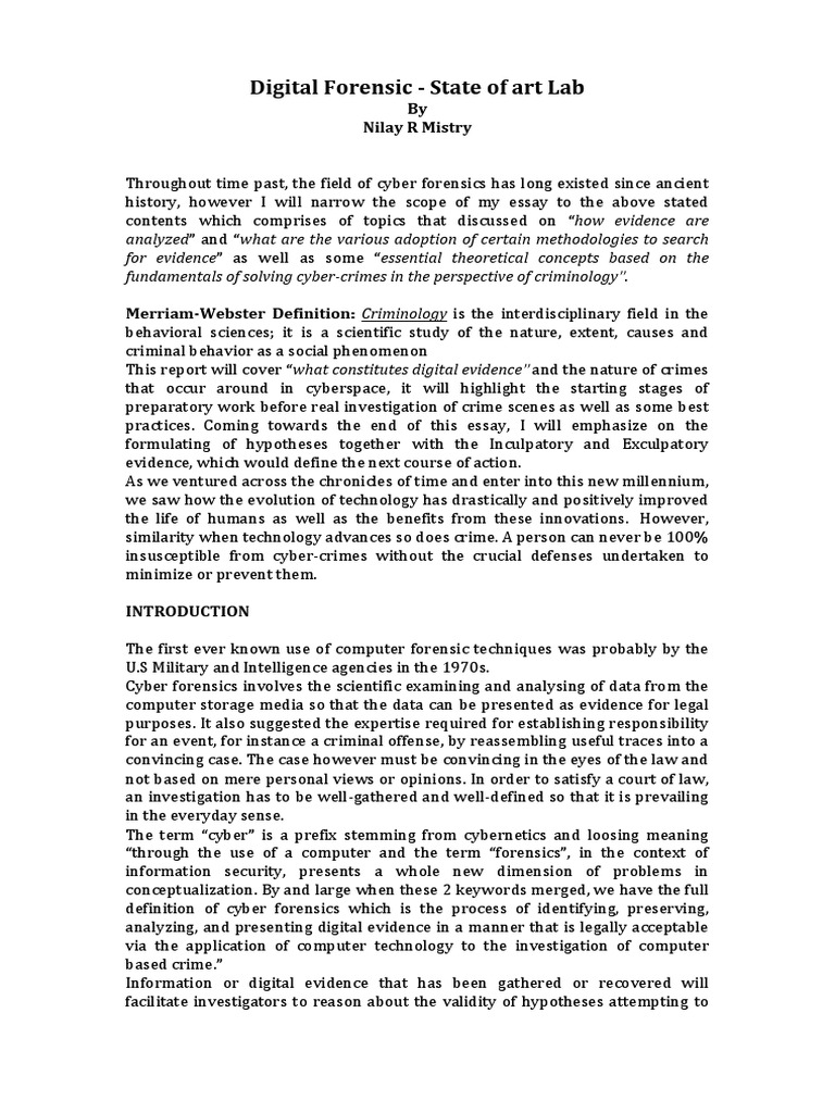 Digital Forensic Nilay Mistry | PDF | Threat (Computer) | Computer ...