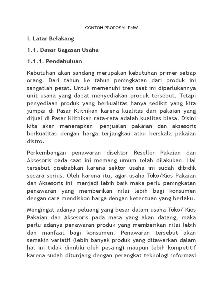 Contoh Proposal PMW | PDF