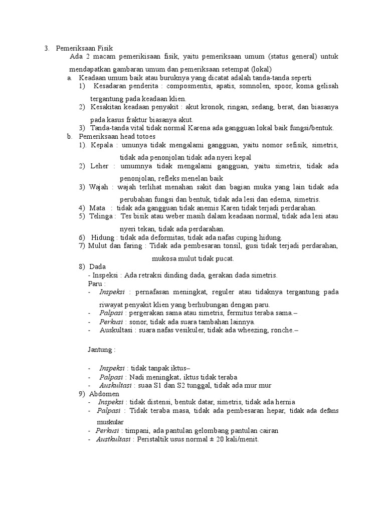 Pemeriksaan Fisik Fraktur Digiti Manus | PDF