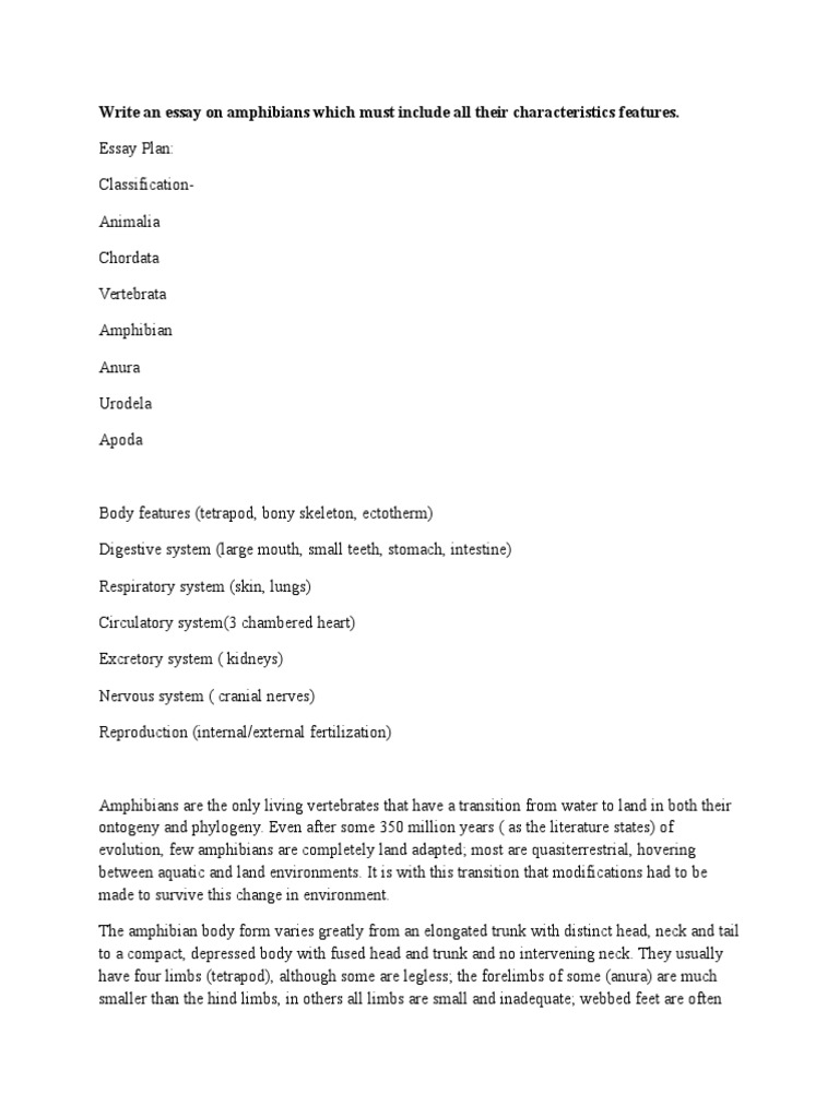 Essay On The Characteristics of Amphibians | Download Free PDF ...