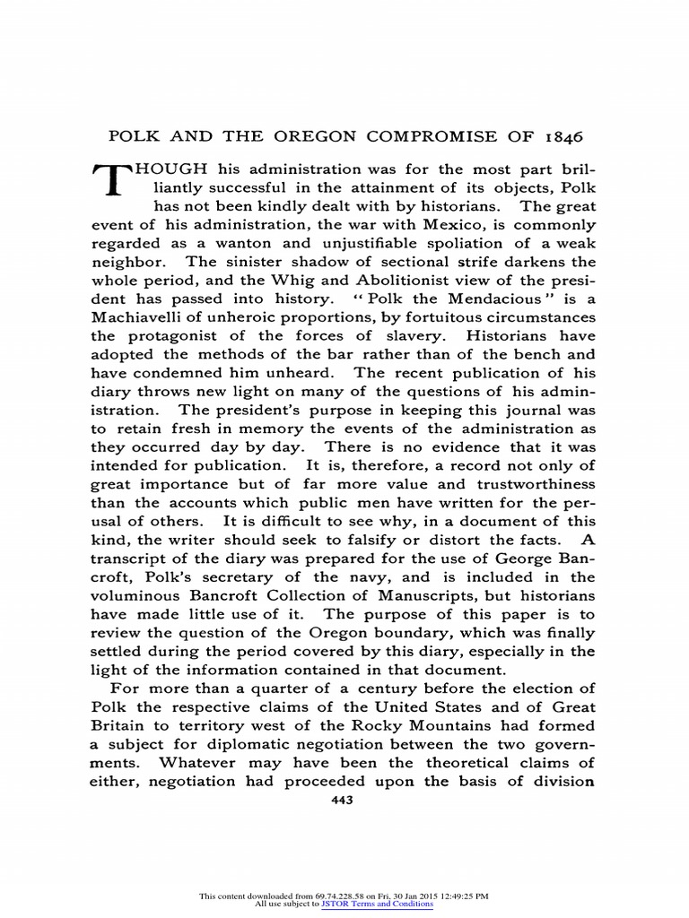 Polk and The Oregon Compromise | PDF | James Buchanan | United States ...
