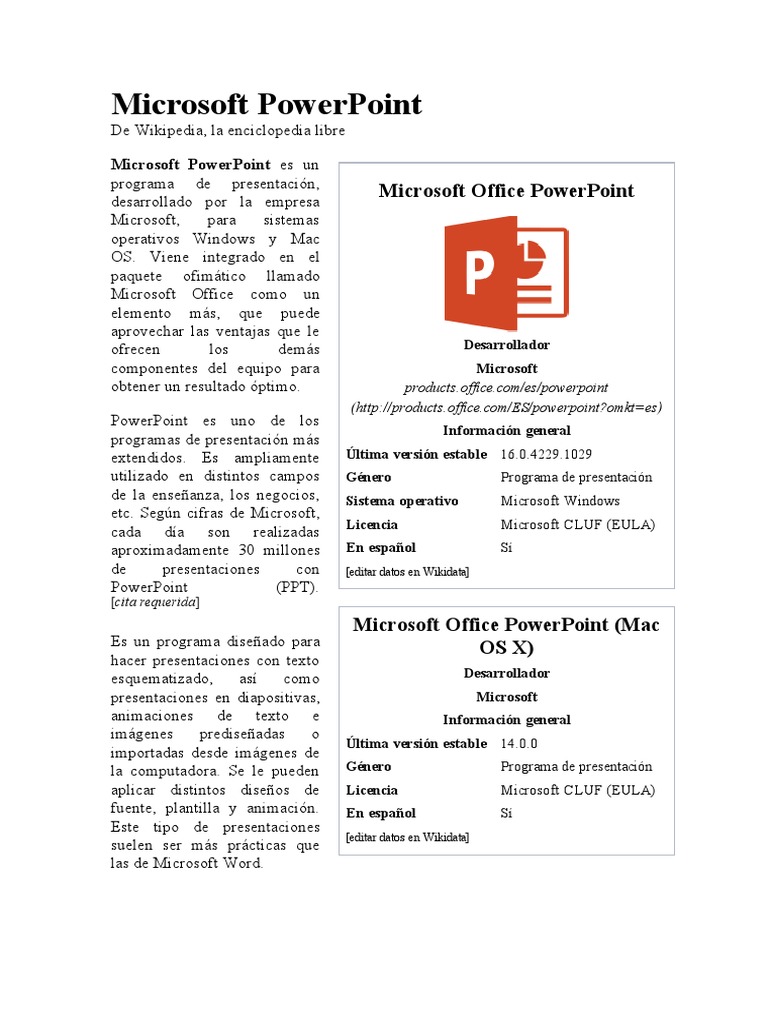Microsoft PowerPoint - Wikipedia, La Enciclopedia Libre | PDF ...