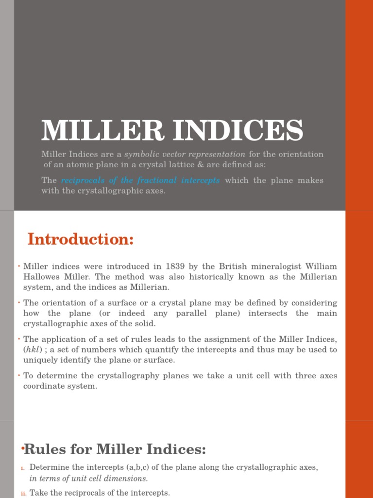 Miller Indices | PDF | Crystal Structure | Mineralogy