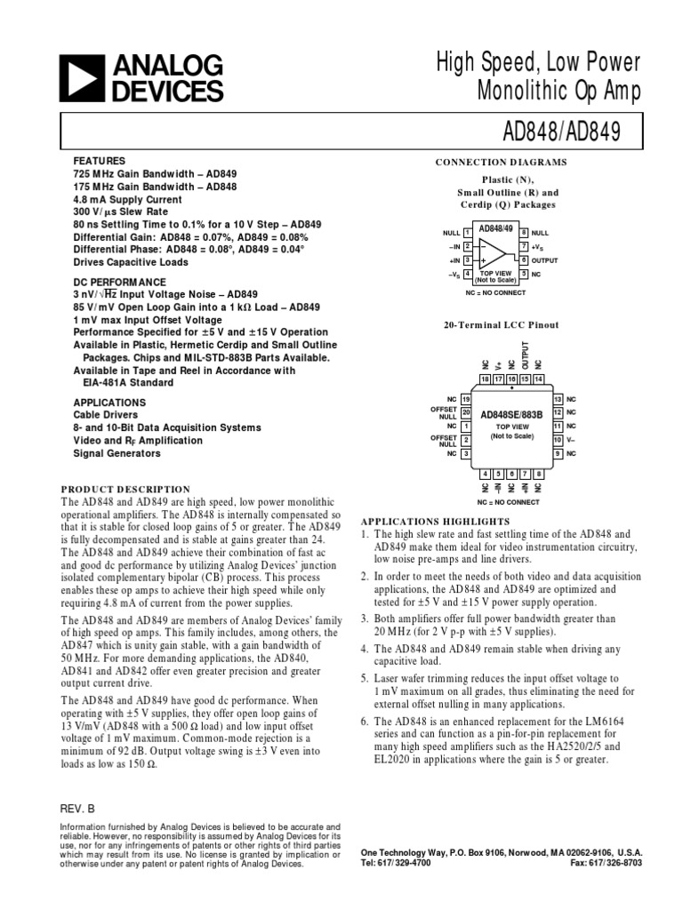 Ad848 9 | PDF | Amplifier | Operational Amplifier