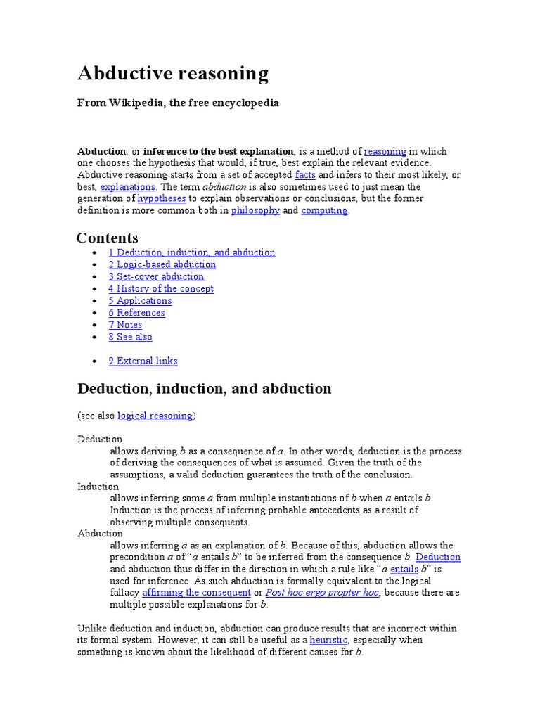 Abductive Reasoning | Download Free PDF | Inference | Inductive Reasoning