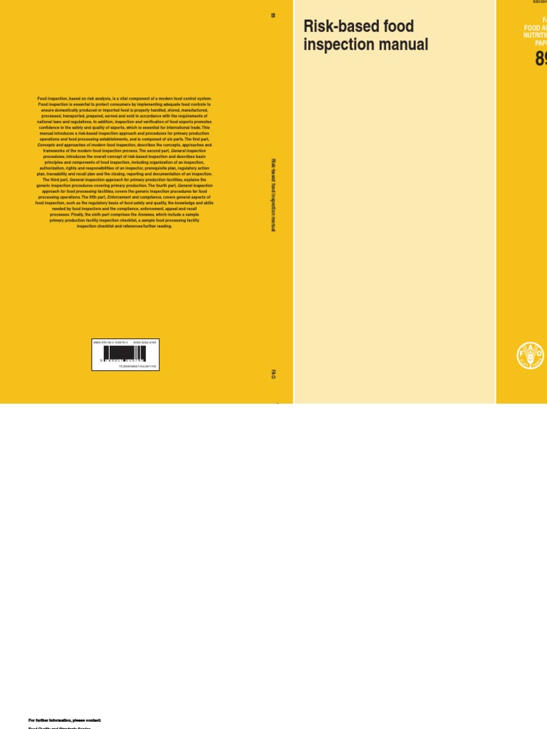 Risk-Based Food Inspection Manual PDF | PDF | Food Safety | Hazard ...