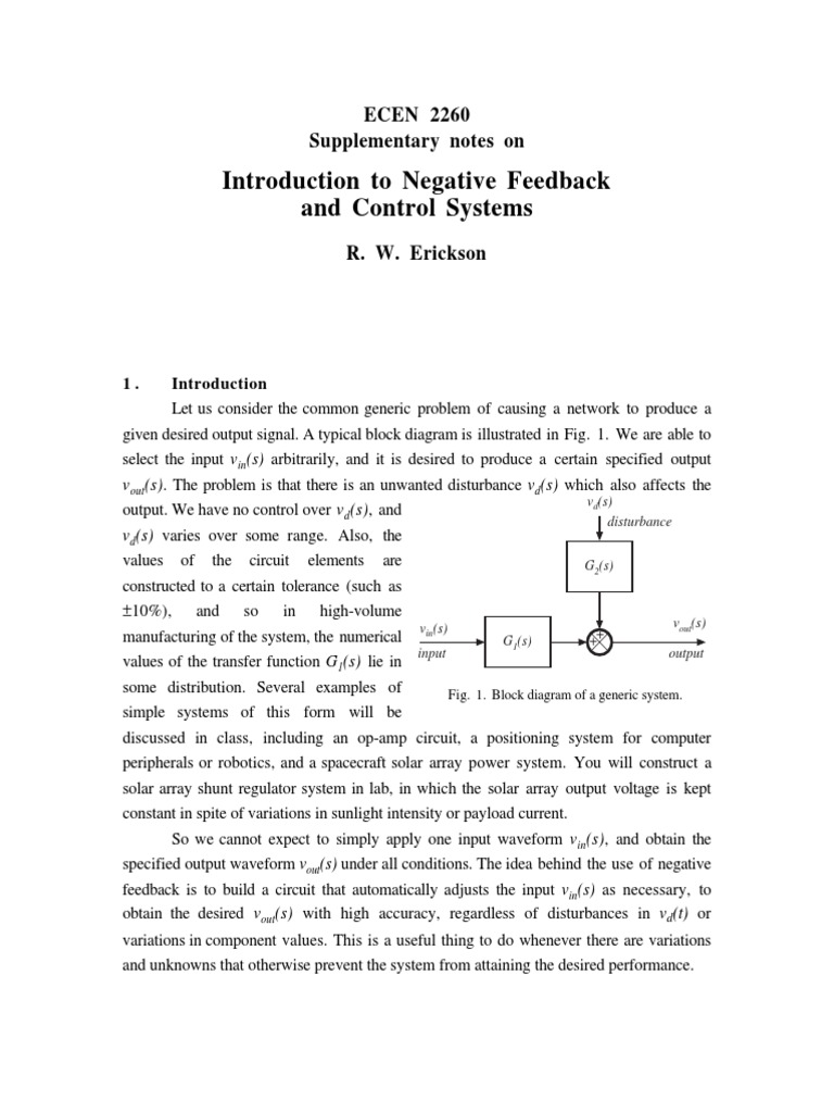 Introduction To Negative Feedback and Control Systems | PDF | Negative ...