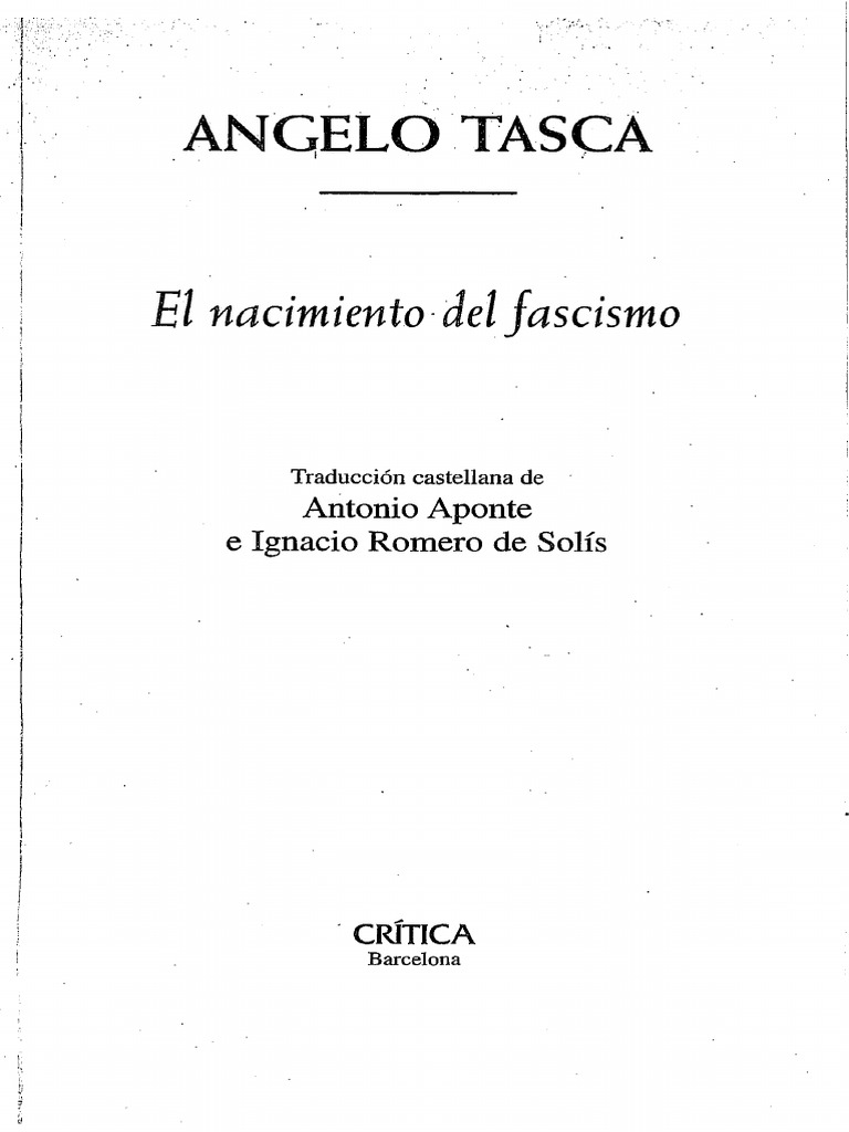 Angelo Tasca, El Nacimiento Del Fascismo OCRed | PDF | Benito Mussolini | Rusia