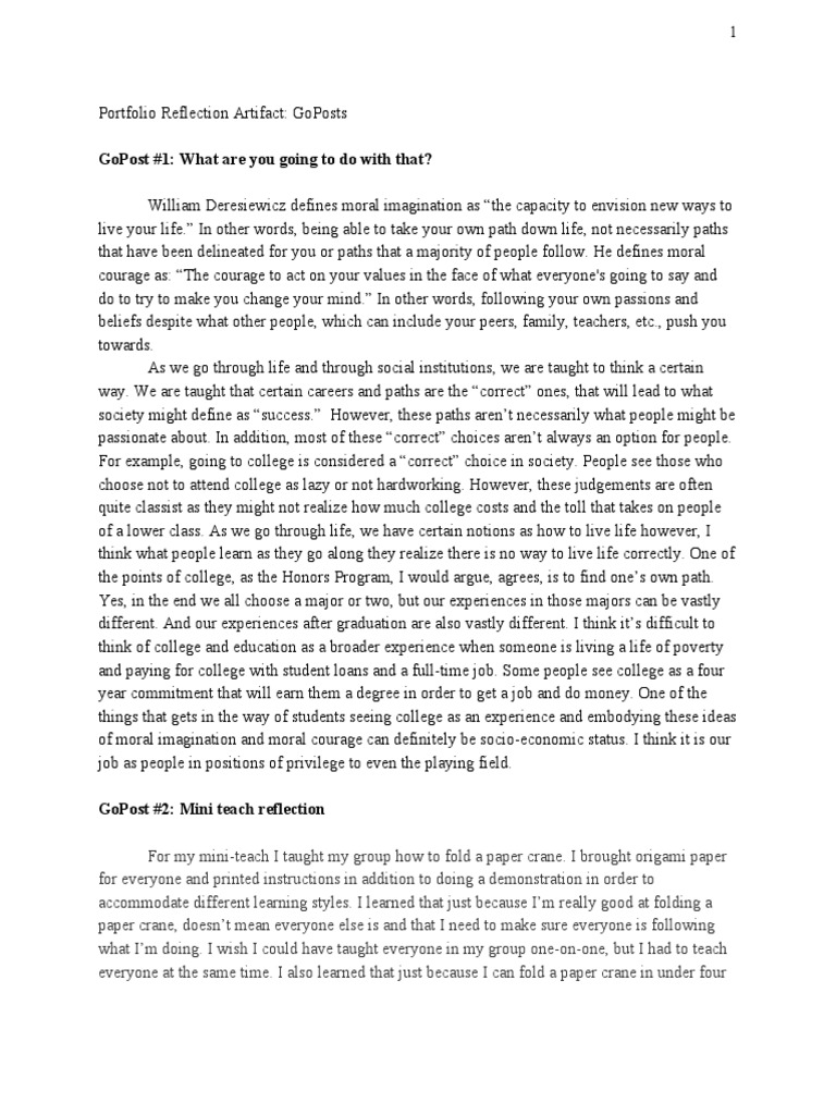 Portfolio Reflection on Teaching Practices | PDF | Courage | Cognition
