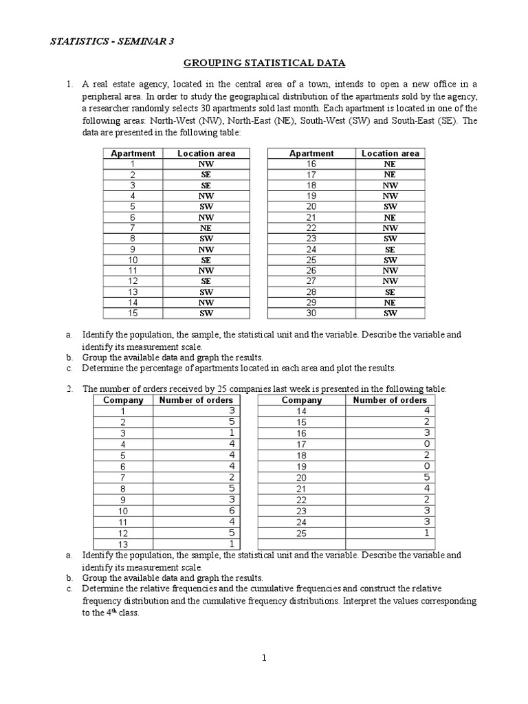 Statistics - Seminar 3: Grouping Statistical Data | PDF | Probability ...