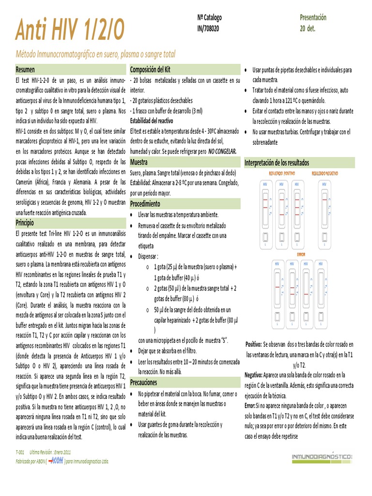 Inserto VIH | PDF | Elisa | Biología