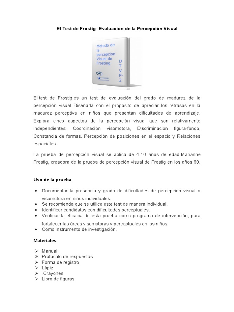 El Test de Frostig | PDF | Percepción | Procesos mentales