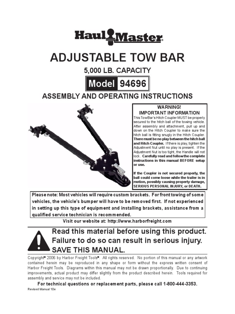 Adjustable Tow Bar | PDF | Vehicles | Manufactured Goods