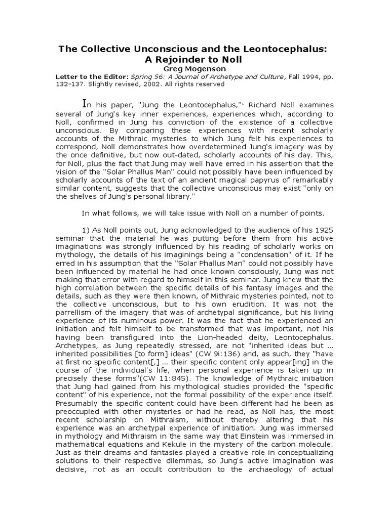 The Collective Unconscious and The Leontocephalus | PDF | Carl Jung ...
