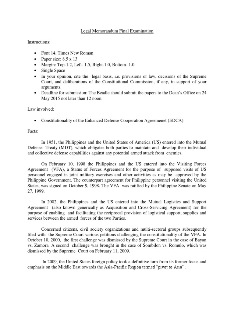 Legal Memorandum Sample | Download Free PDF | Foreign Policy ...