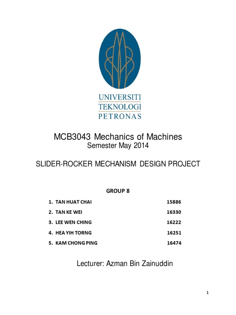 Mechanics of Machines Project | PDF | Mechanics | Kinematics