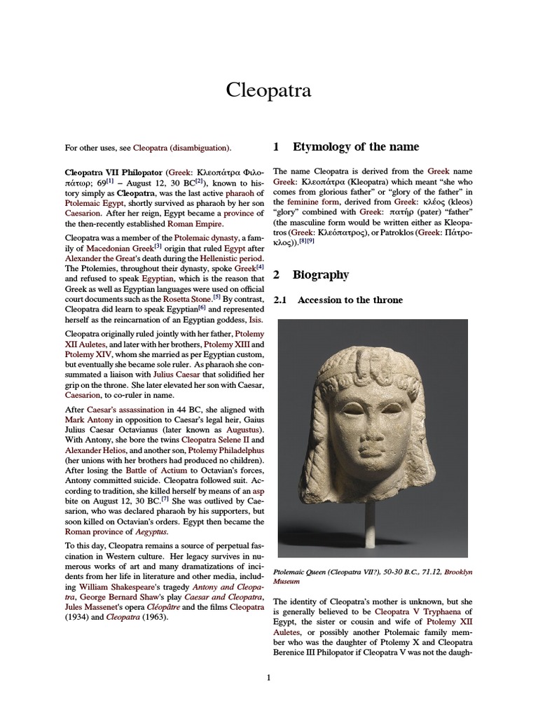 Cleopatra Wikipedia | PDF