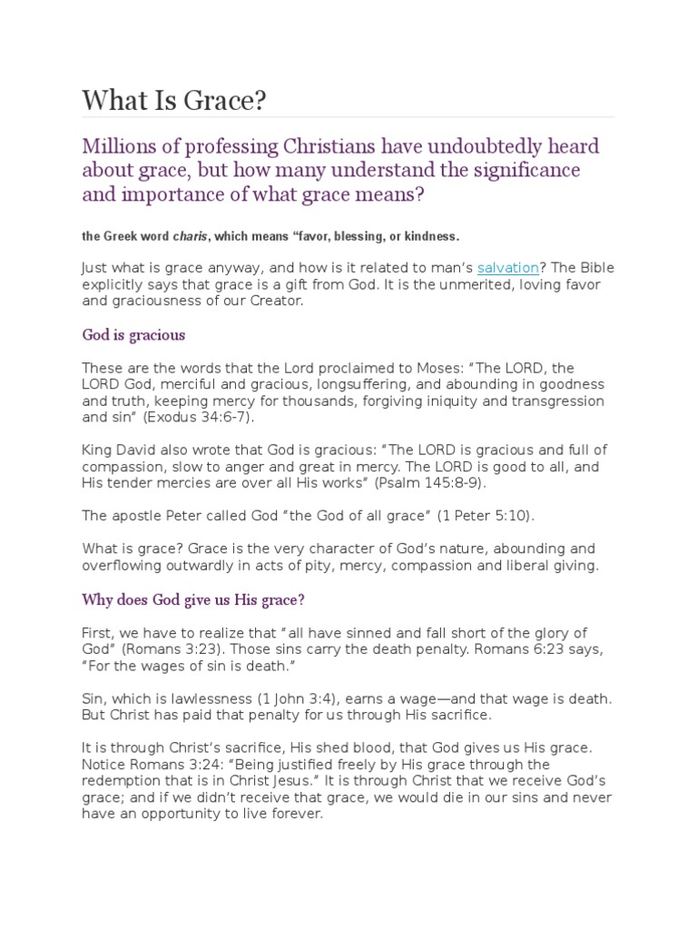 What Is Grace | Download Free PDF | Good Works | Grace In Christianity