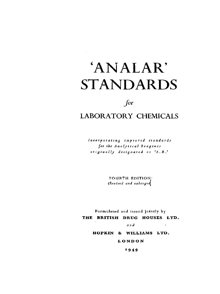 Analar Standard | PDF | Solubility | Sodium Hydroxide