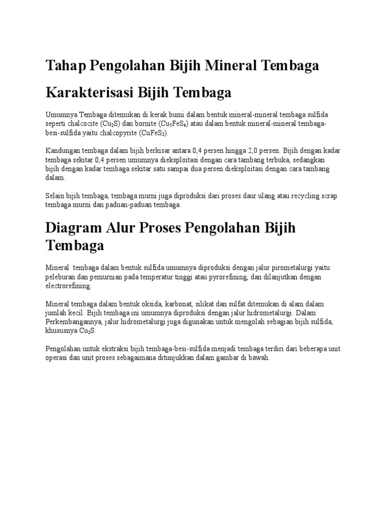 Proses Pengolahan Bijih Tembaga | PDF