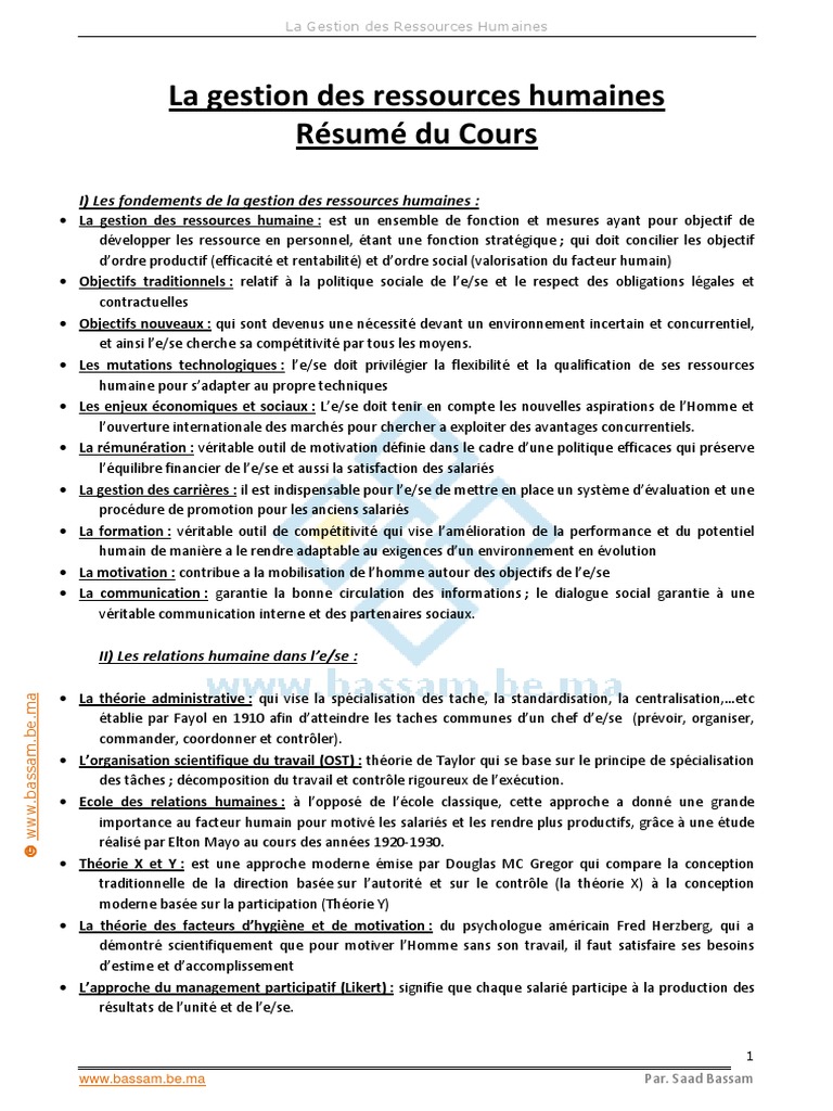 GRH Resume | PDF | Ressources humaines | Recrutement