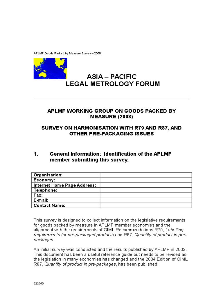 APLMF Survey On Goods Packed by Measure 2008 | PDF | Government | Business