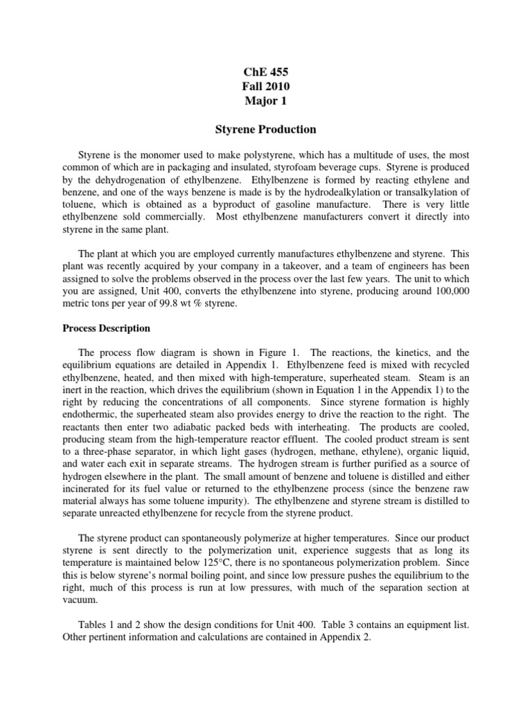 Styrene 12 | PDF | Chemical Process Engineering | Chemical Substances