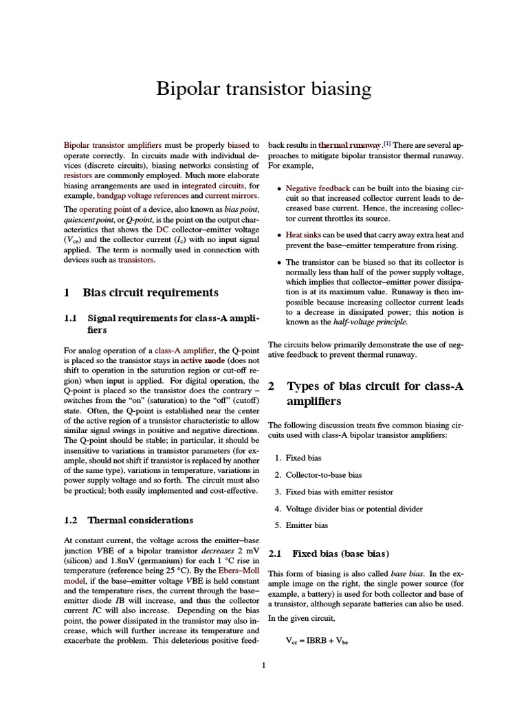 Bipolar Transistor Biasing | PDF | Amplifier | Bipolar Junction Transistor