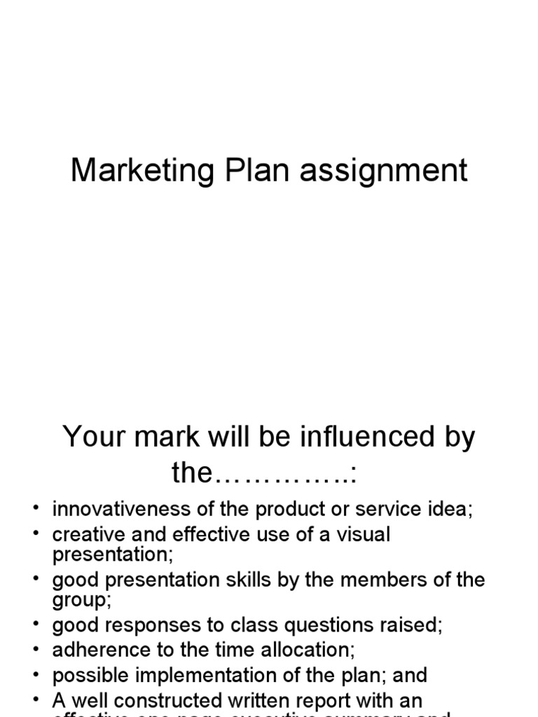 Marketing Plan Assignment | PDF | Finance & Money Management