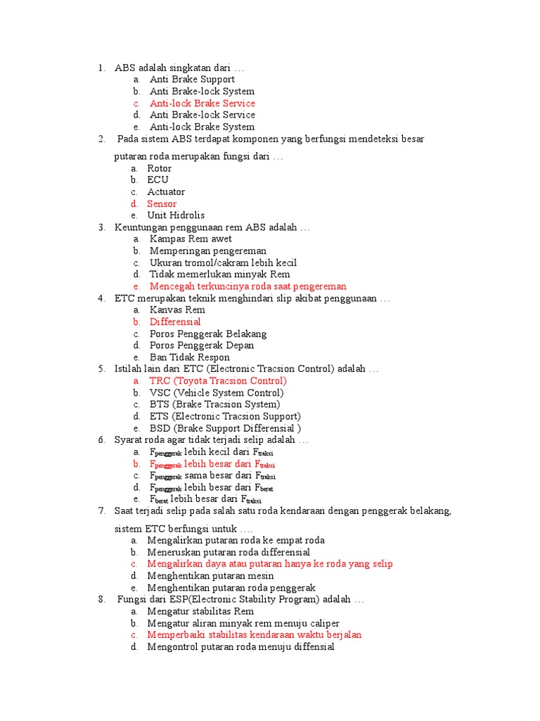 Soal Ukk Rem Abs | PDF