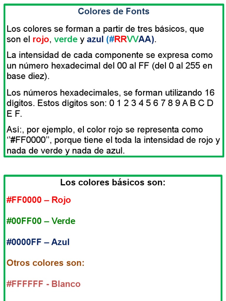 Colores y Fuentes en HTML | PDF | Rojo | Color