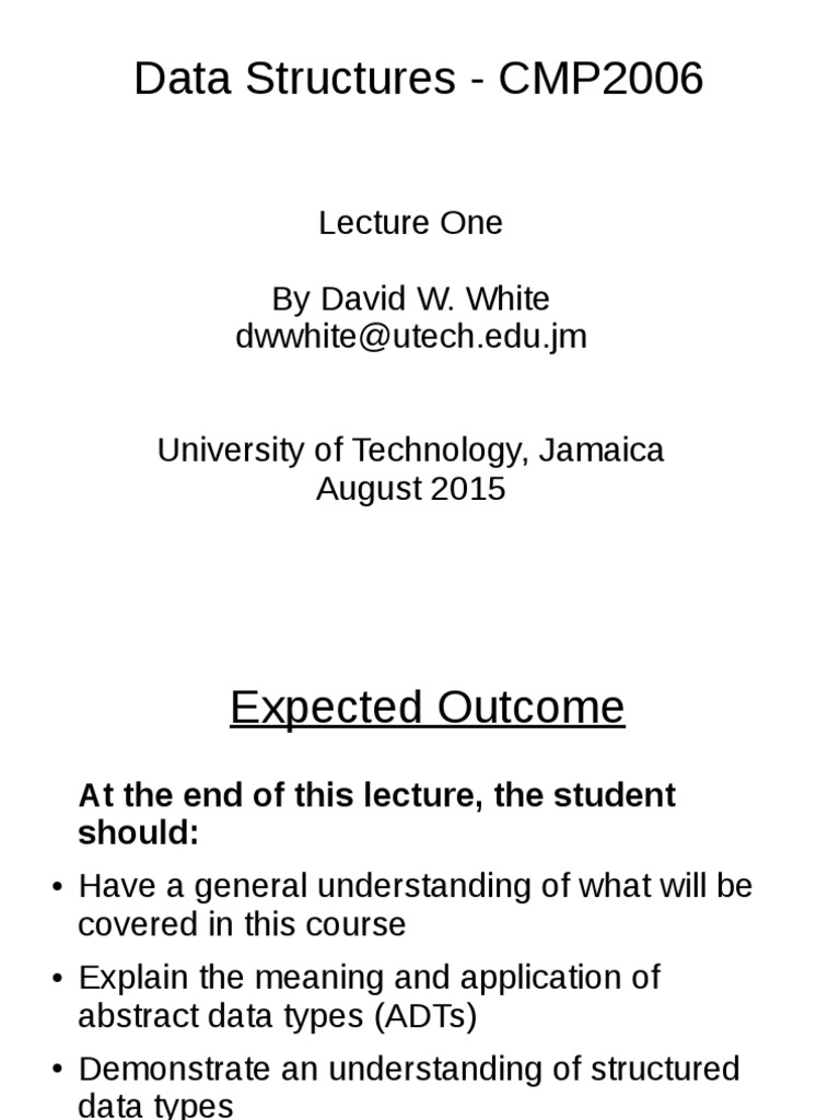 Data Structures Lecture 1 Introduction 2013aug27 Data Structure C