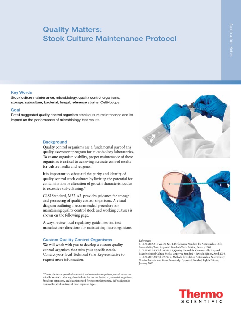 QC Stock Culture Maintenance Protocol | Clinical Pathology | Microbiology
