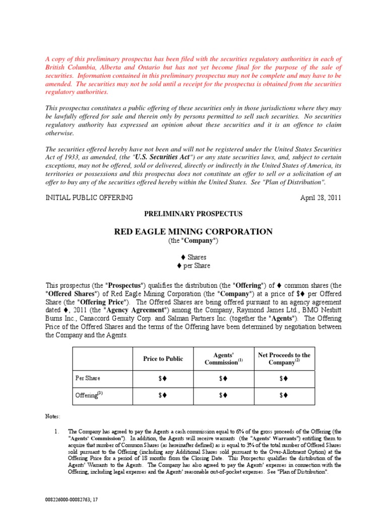 Preliminary Prospectus | Securities (Finance) | Environmental Impact ...