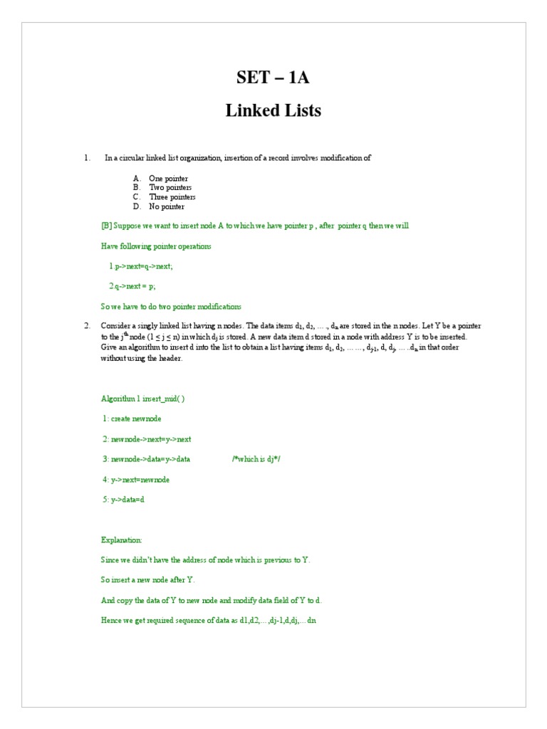 Assignment - IA Linked Lists Solutions | PDF | Pointer (Computer Programming) | Data Management