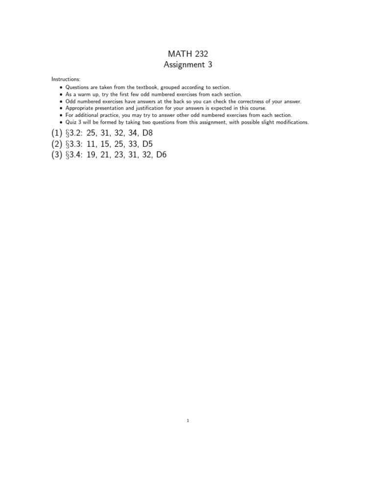 MATH 232 Assignment 3 | PDF | Computers | Technology & Engineering