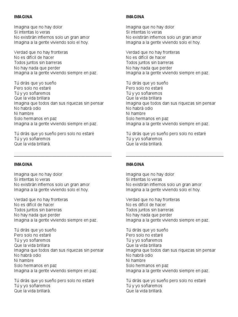 Imagina (Letra de Cancion) | PDF