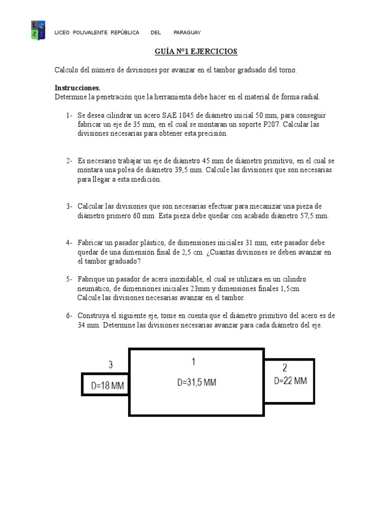 Guía Ejercicios Tambor Graduado. | PDF