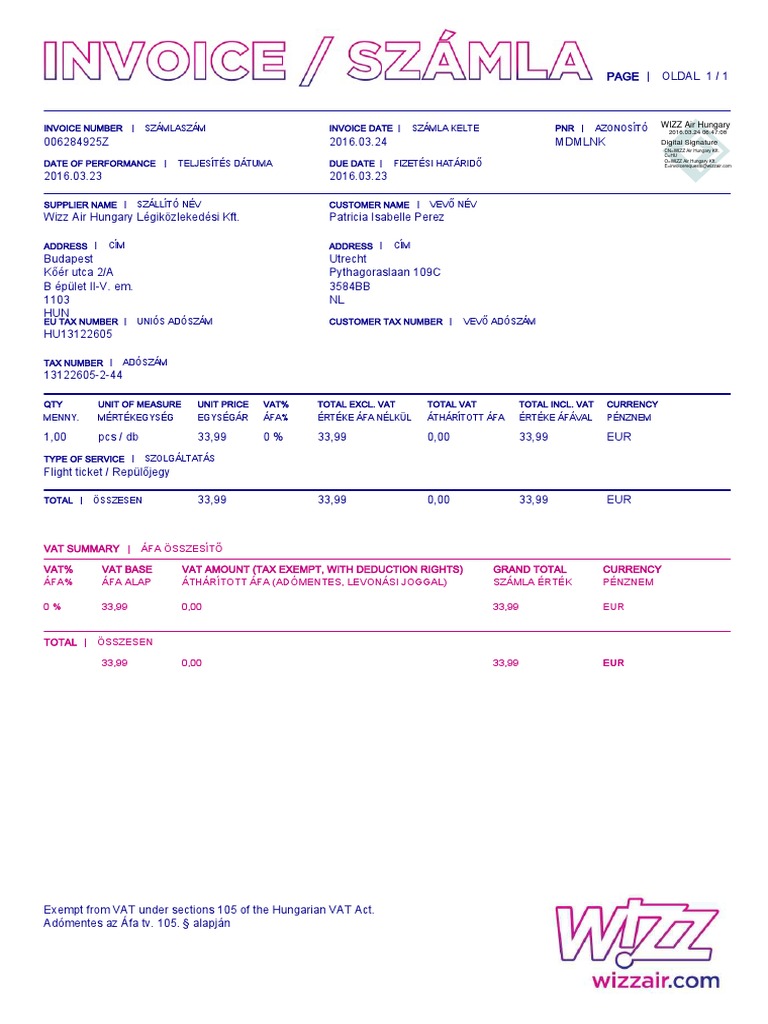 Wizzair Bus Transfer | PDF