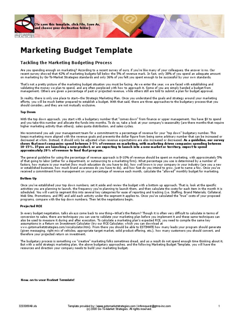 Sample Marketing Budget Template | PDF | Business